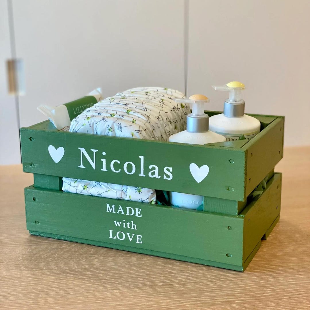 Personalized Painted Wooden Crate- Hand-painted Swiss Wood Gift ...