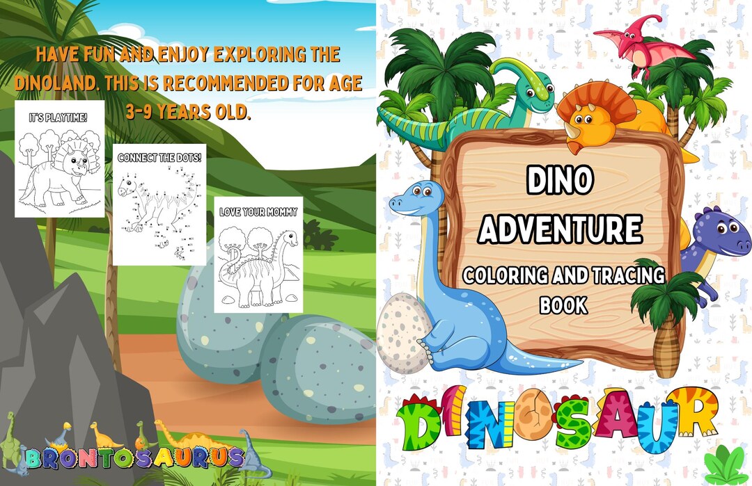 Dino Adventure in Dinoland Coloring and Tracing Books for 3-9 Years Old ...