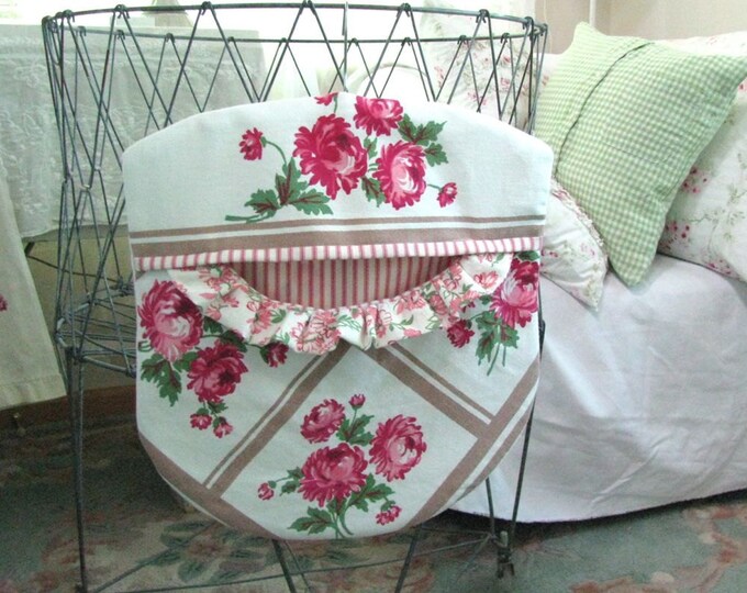 Laundry Day Clothes Pin Bag Wood Hanger Pink Roses - Etsy