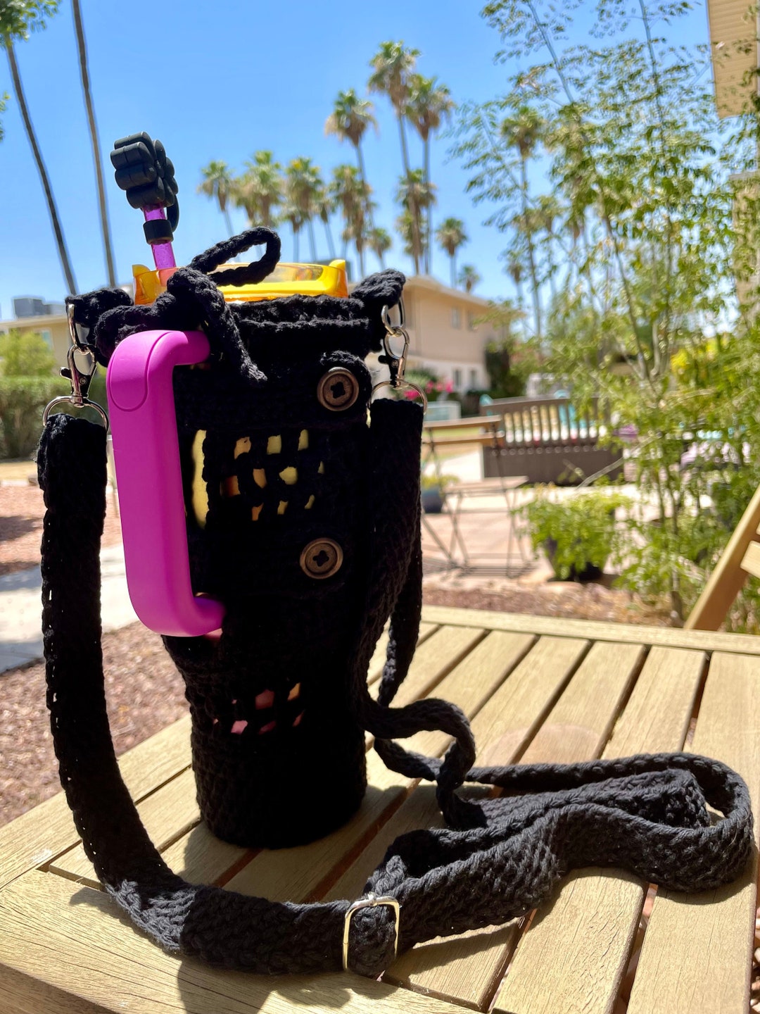 Crochet Stanley 40 Oz Quencher Cozy Sleeve With Strap Black - Etsy