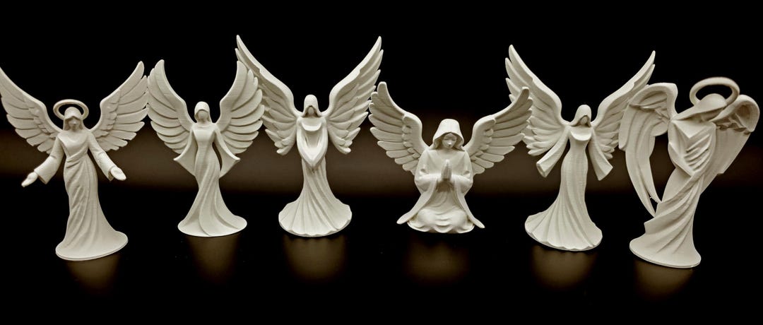 Minimalist 3D Printed Angel Figurines — Guardian, Prayer & Celebration ...