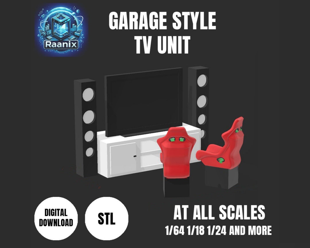 Garage Style Tv Unit | Stl Pack | 3d File | Garage Stl - Etsy