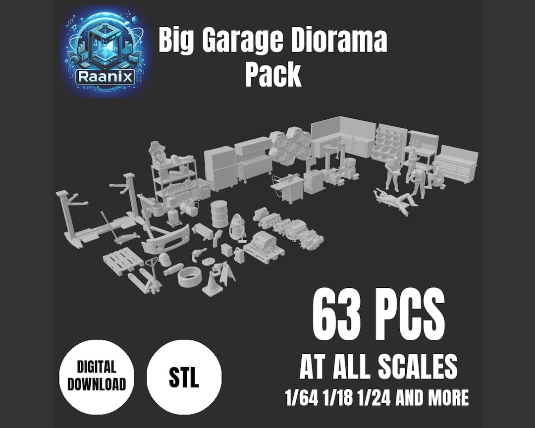 Big Garage Diorama Pack | Garage Stl | Garage Pack | Stl Pack | Garage ...