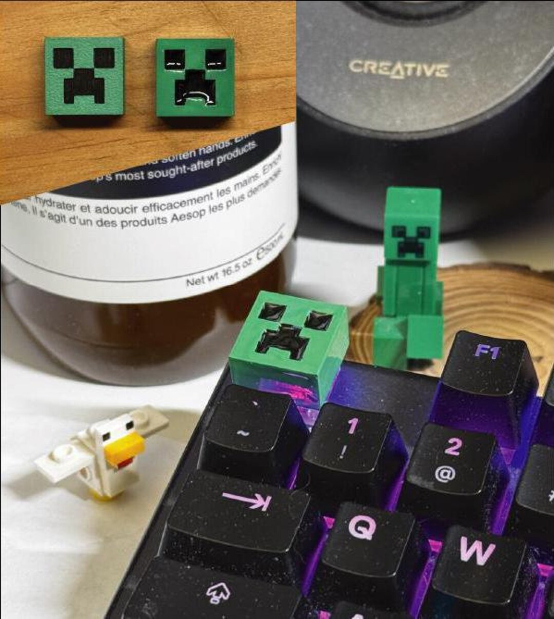 Creeper Keycap Minecraft for Mechanical Keyboard Cap With Cross Switch ...