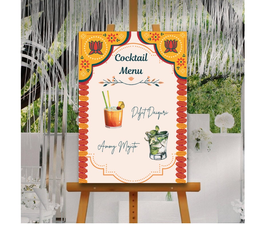 Custom Drink/bar Menu - Punjabi/indian Drink Menu - Etsy