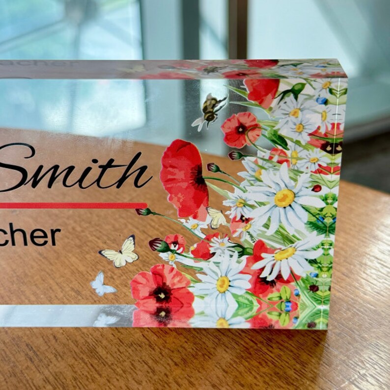 Teacher Name Plate for Desk,office Name Plate With Flowers, Teacher ...