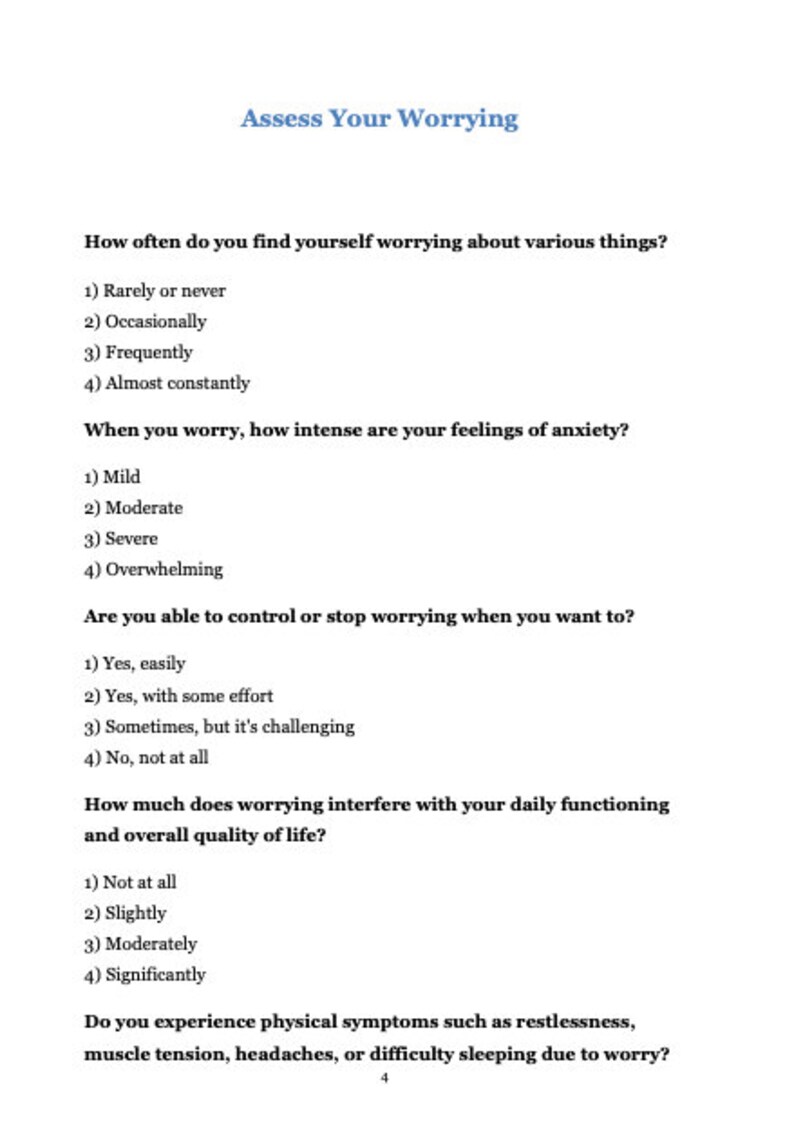 Worry and Rumination Worksheets Cognitive-behavioral Self-help Guide - Etsy