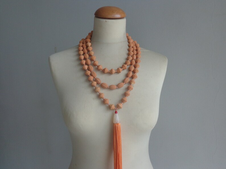 Orange Tassel Statement Necklace Longer Style Multi Strand | Etsy