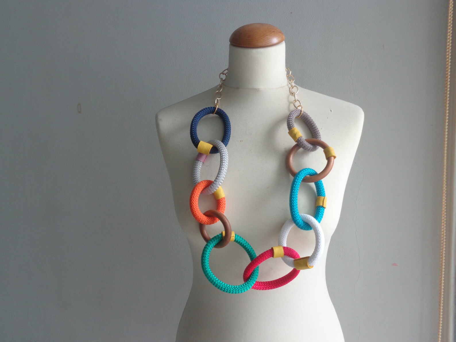 Colorful Long Necklace Long Statement Necklace Textile - Etsy