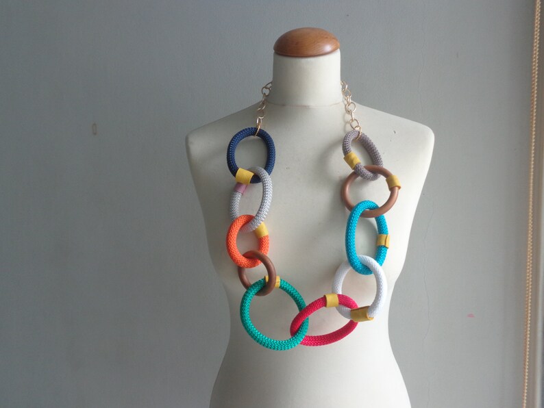 Colorful Long Necklace Long Statement Necklace Textile - Etsy