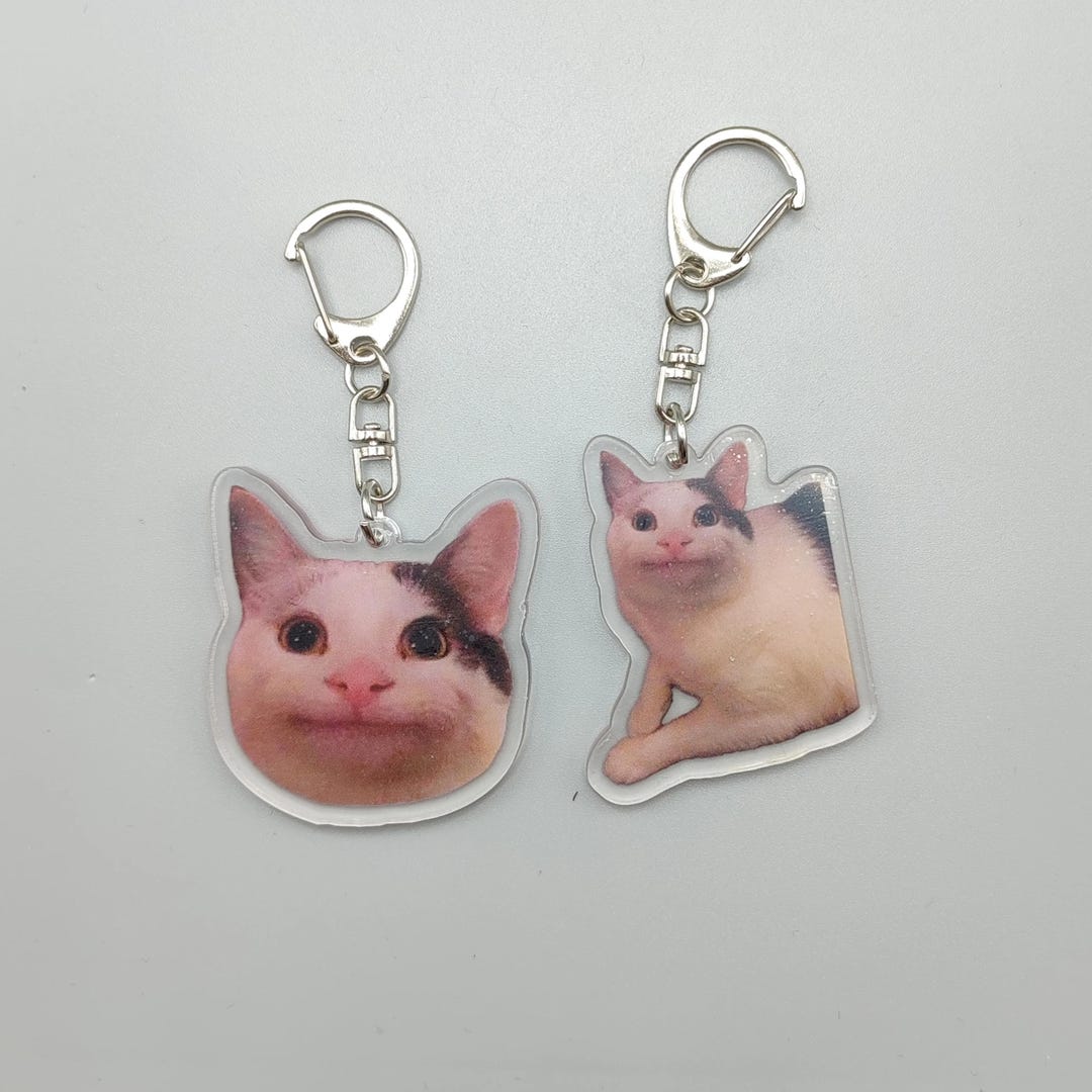 Funny Meme Beluga Cat Huh Keychain Funny Gift Pendant Keychain Fans 3d ...