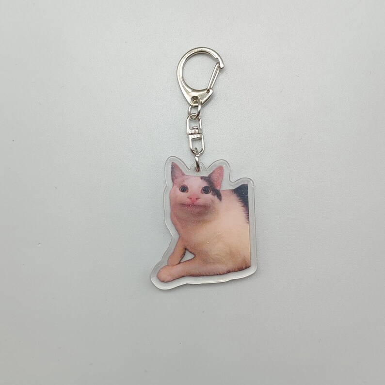 Funny Meme Beluga Cat Huh Keychain Funny Gift Pendant Keychain Fans 3d ...