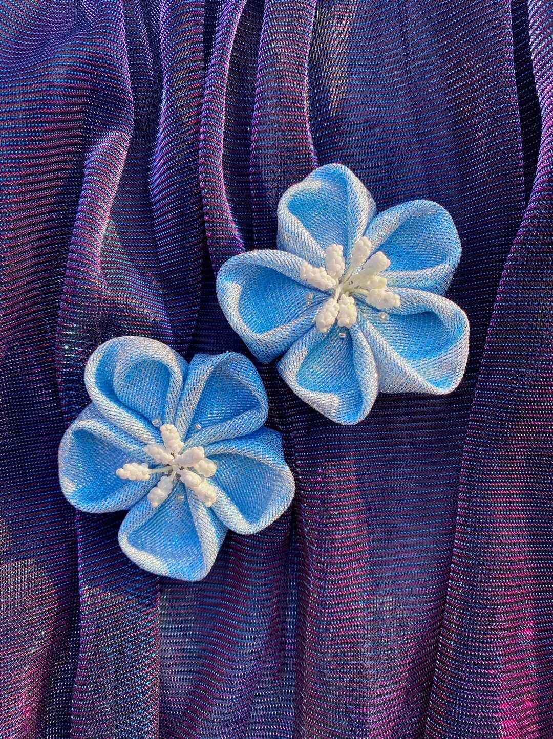 Cryo Sakura Floral Hair Piece Handmade Japanese Tsumami Kanzashi Flower ...