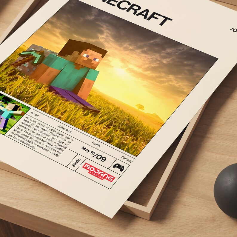 Minecraft Poster, Video Game Poster, Minimalist Game Print, Gaming Room ...