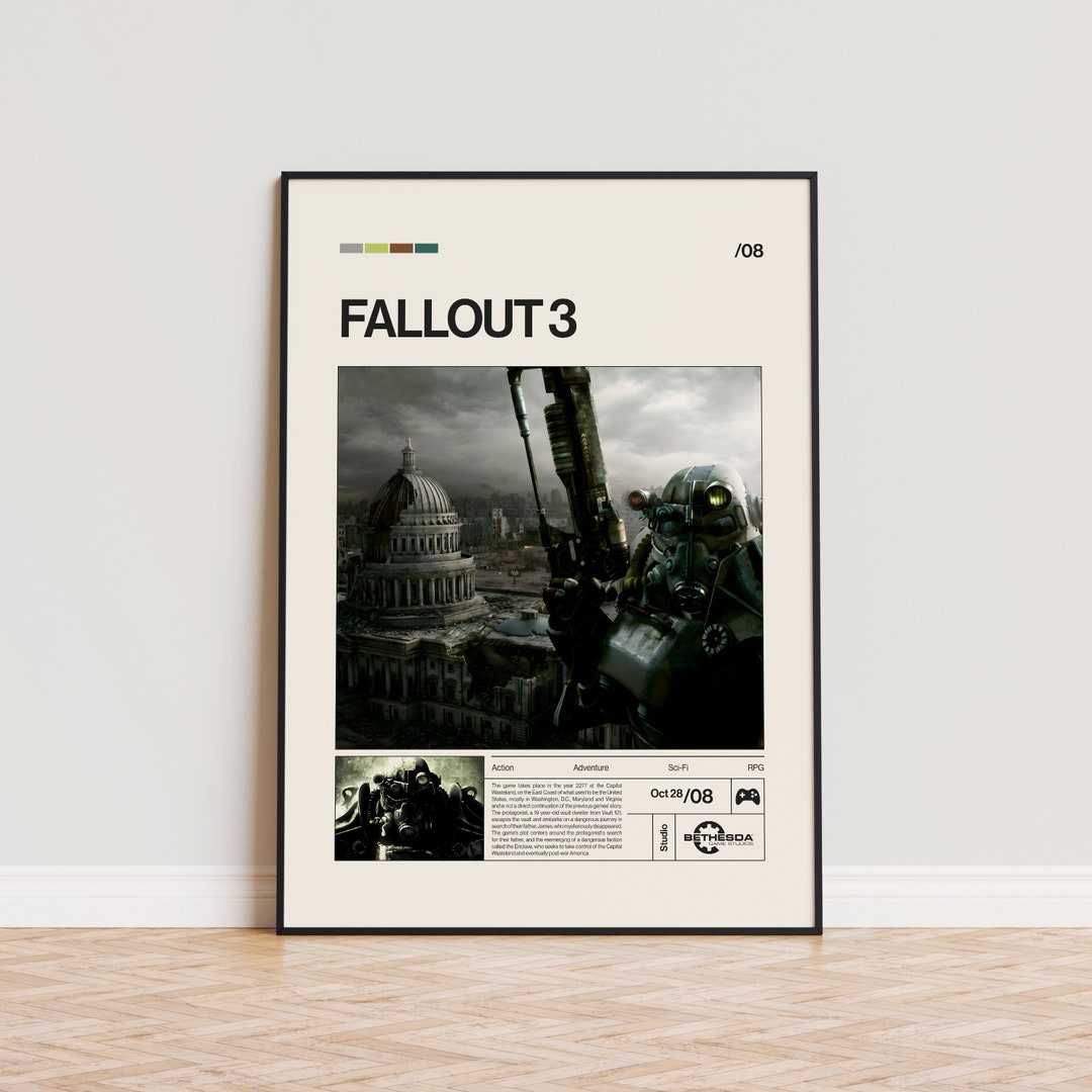 Fallout 3 Poster, Video Game Poster, Minimalist Game Print, Gaming Room ...