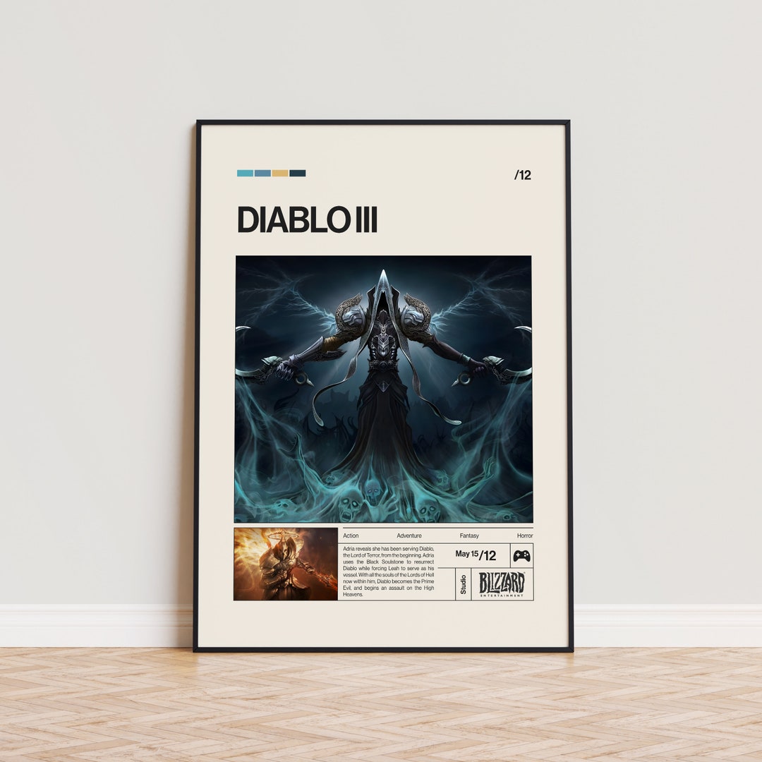 Diablo 3 Poster, Video Game Poster, Minimalist Game Print, Gaming Room ...