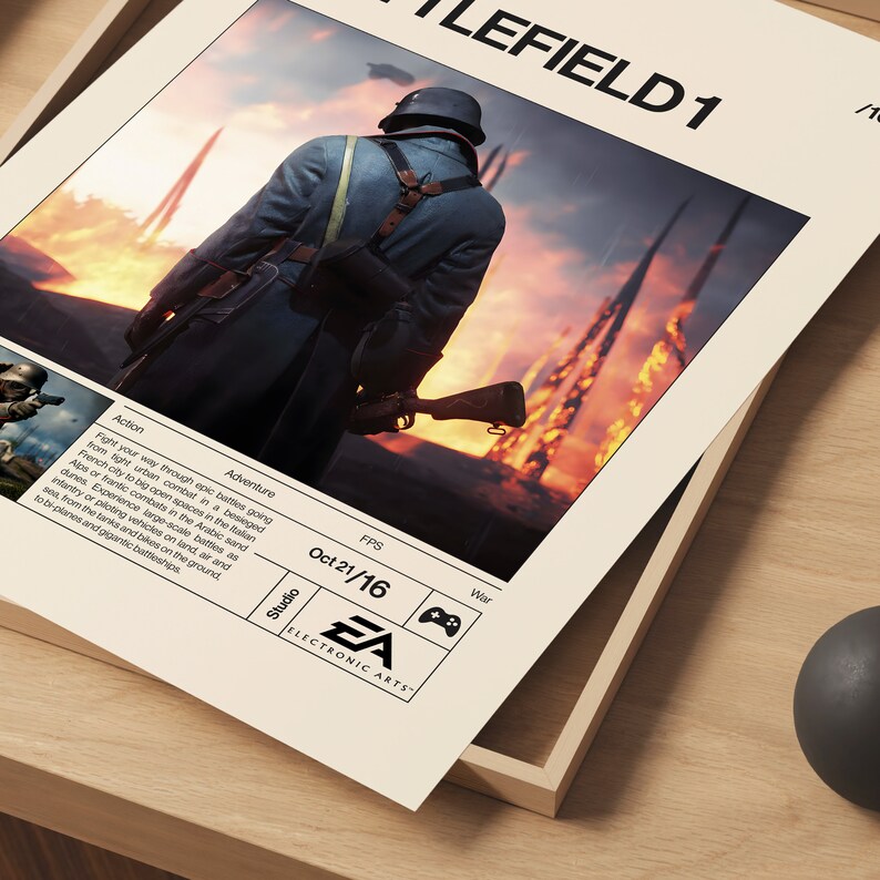 Battlefield 1 Poster, Video Game Poster, Minimalist Game Print, Gaming ...