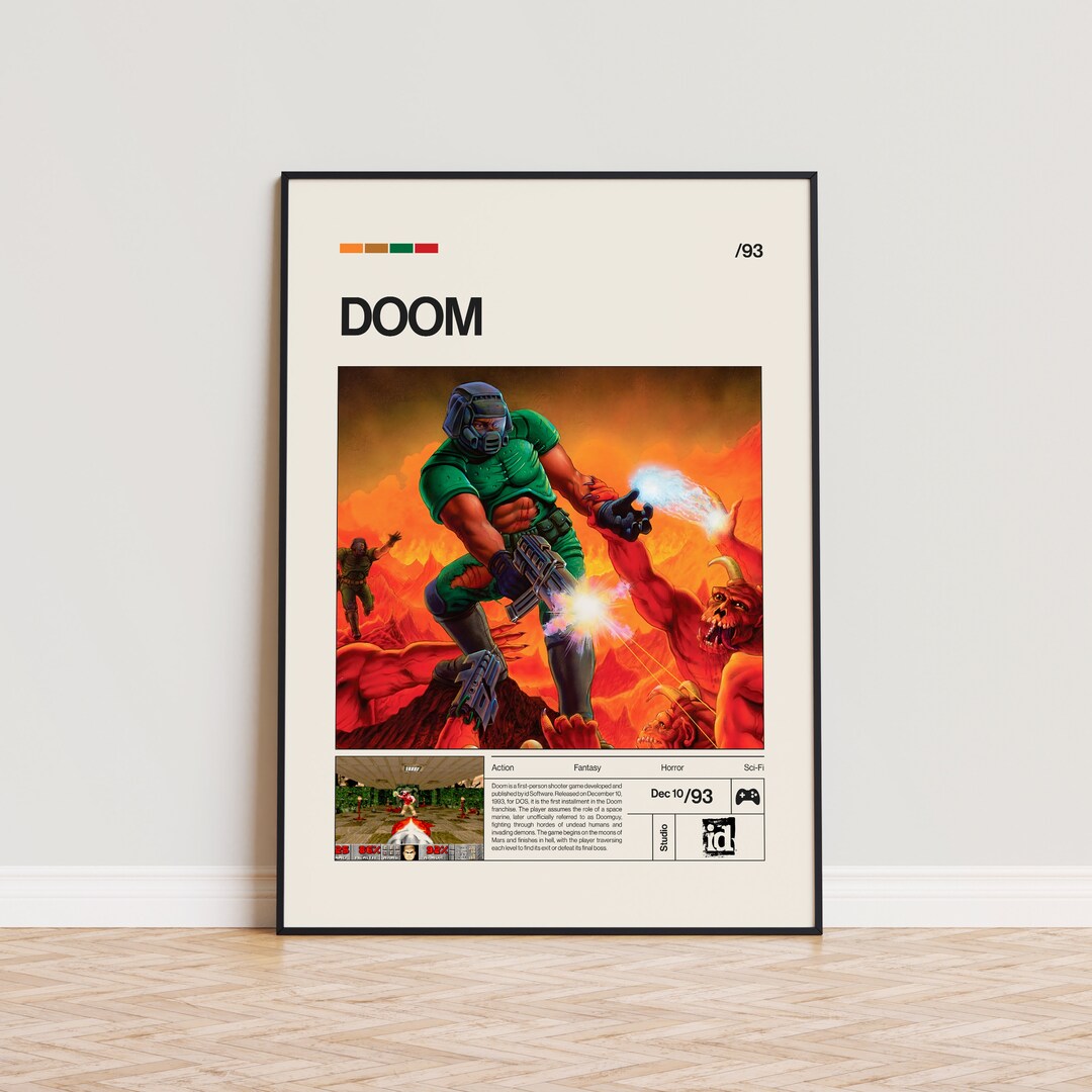 Doom Poster, Video Game Poster, Minimalist Game Print, Gaming Room ...