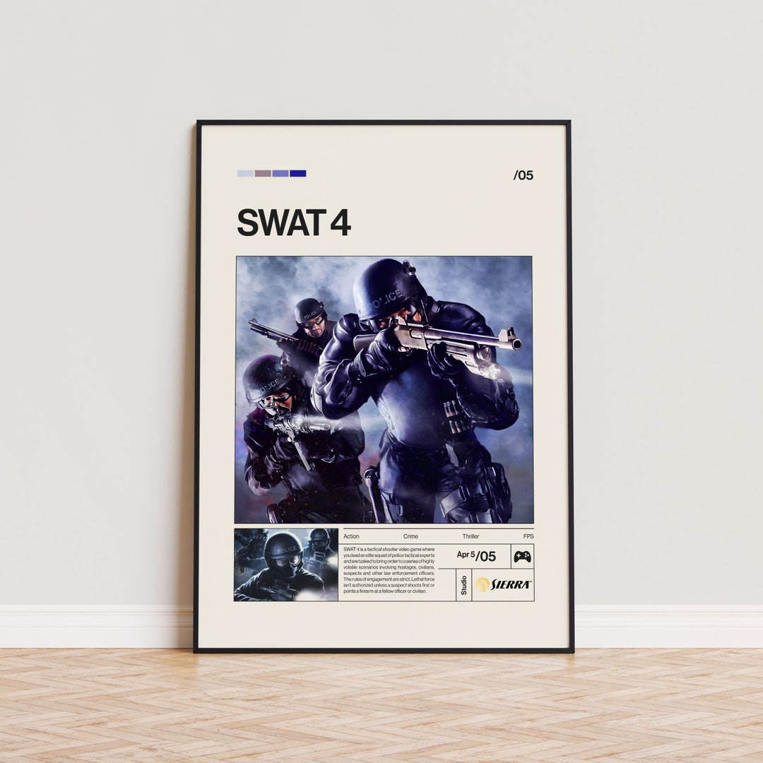 SWAT 4 Poster, Video Game Poster, Minimalist Game Print, Gaming Room ...
