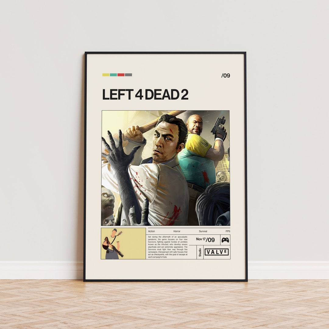 Left 4 Dead 2 Poster, Video Game Poster, Minimalist Game Print, Gaming ...