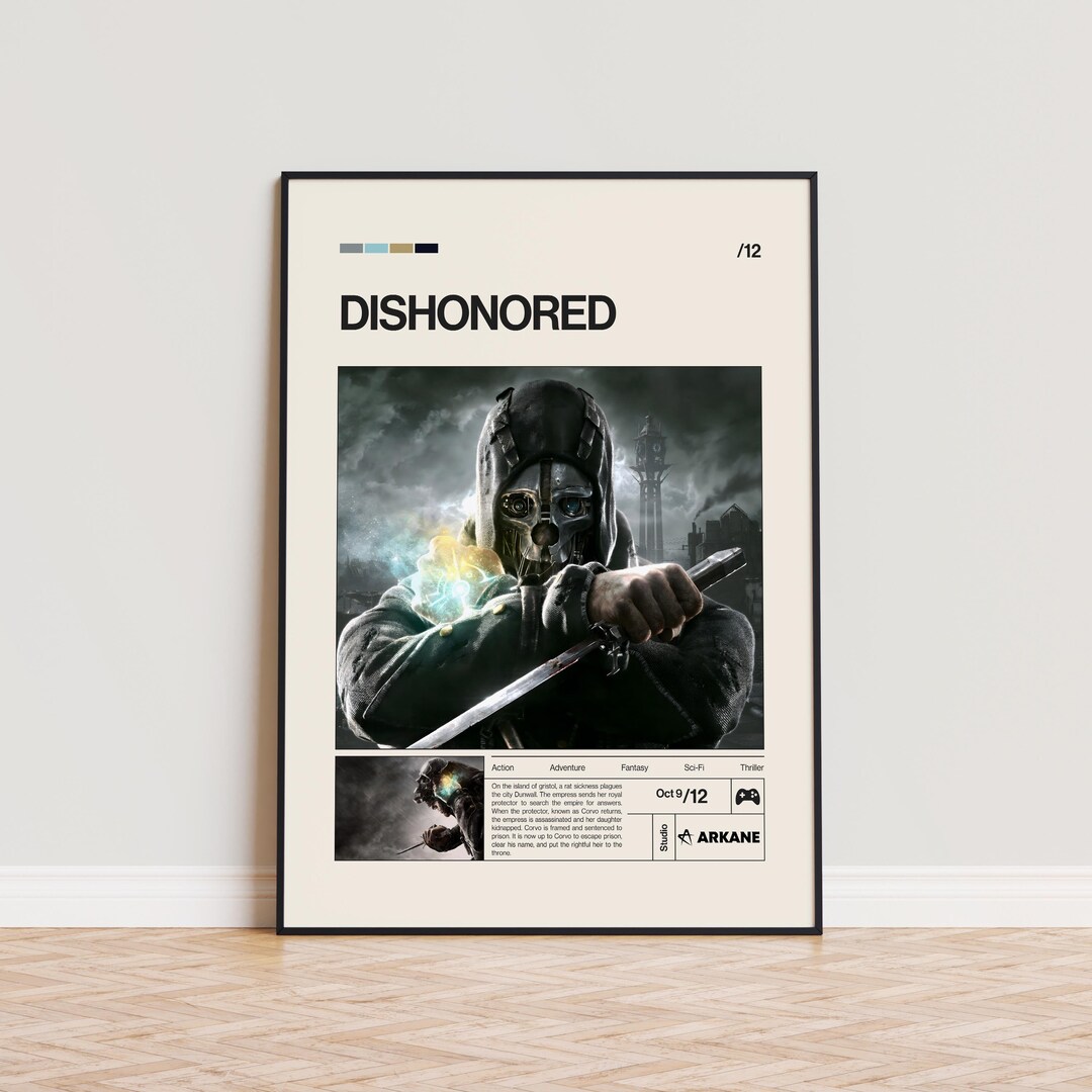 Dishonored Poster, Video Game Poster, Minimalist Game Print, Gaming ...