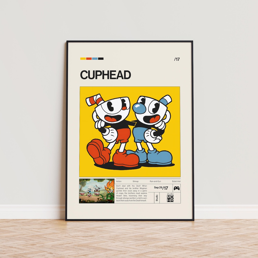 Cuphead Poster, Video Game Poster, Minimalist Game Print, Gaming Room ...