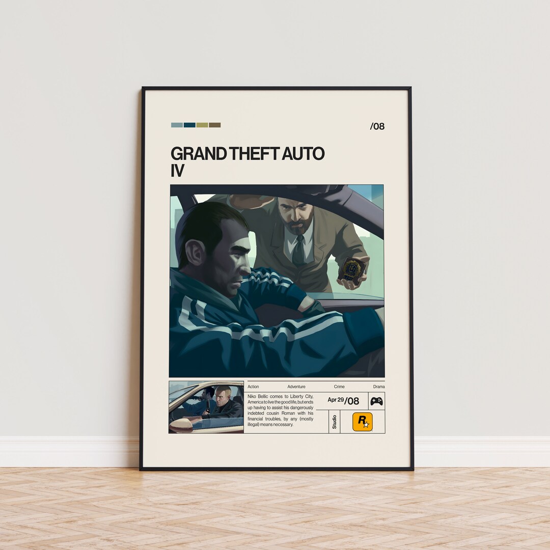 Grand Theft Auto 4 Poster, Video Game Poster, Minimalist Game Print ...