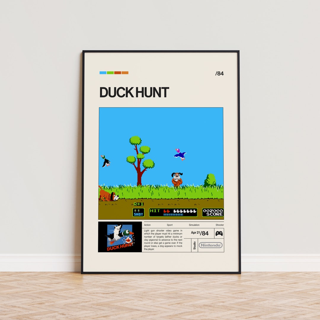 Duck Hunt Poster, Video Game Poster, Minimalist Game Print, Gaming Room ...