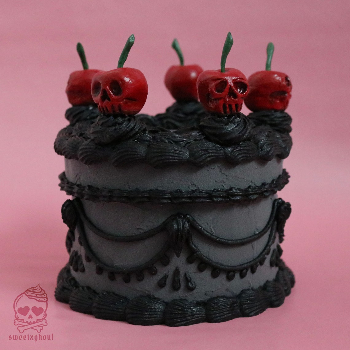 Round Cherry Skull Gothic Fake Cake Box - Etsy
