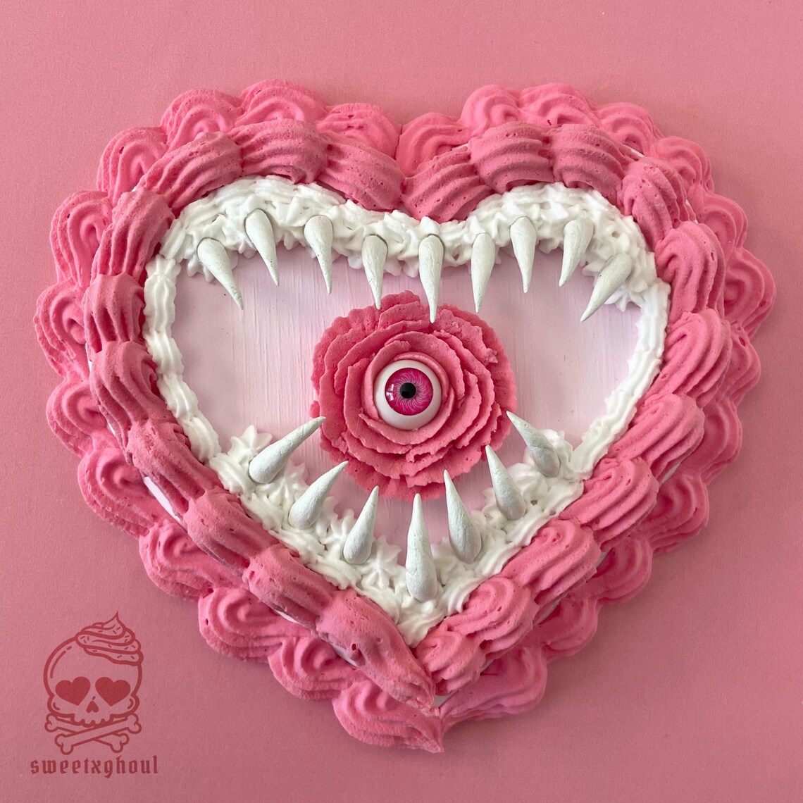 Pink Creepy Heart Cake Wall Decor - Etsy
