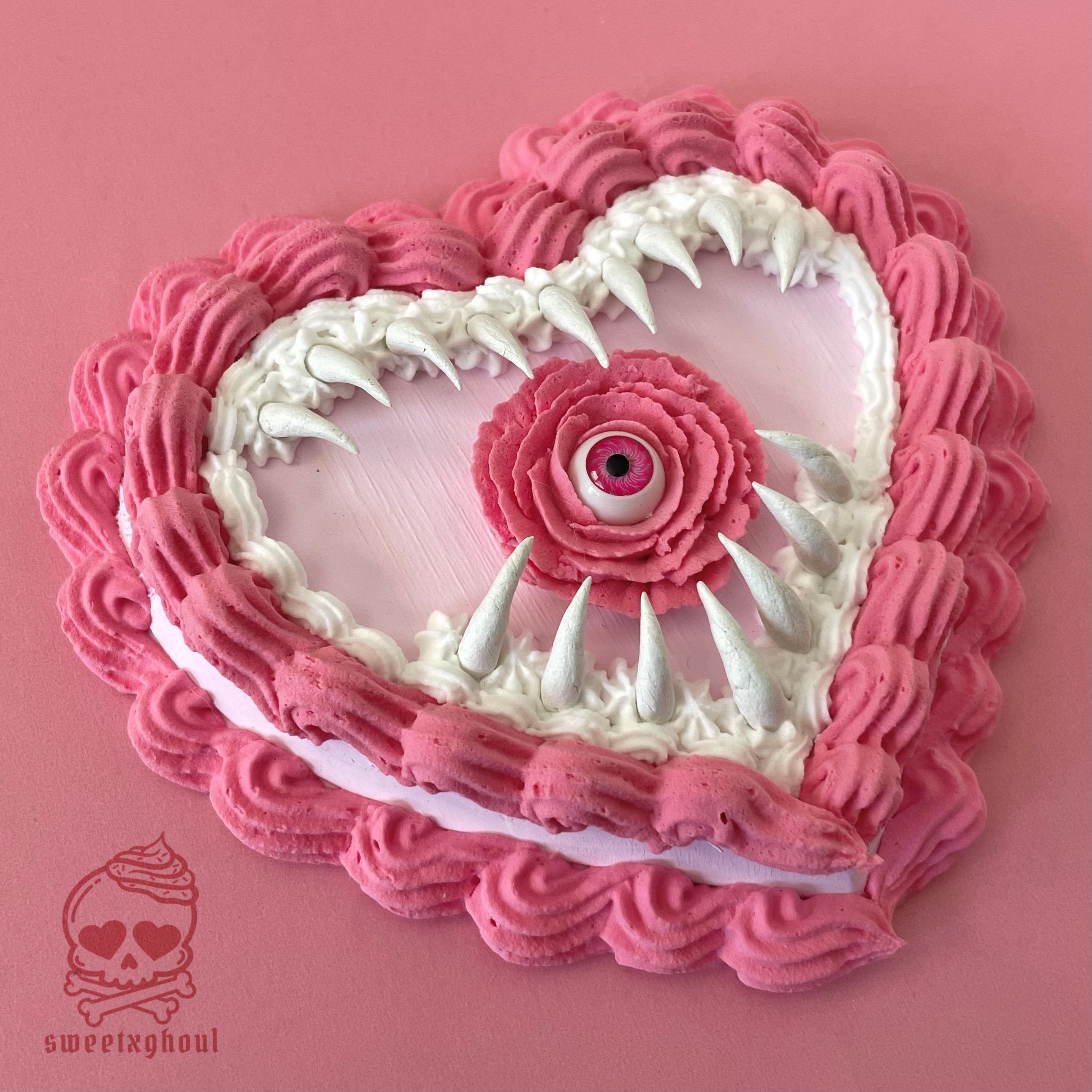Pink Creepy Heart Cake Wall Decor - Etsy