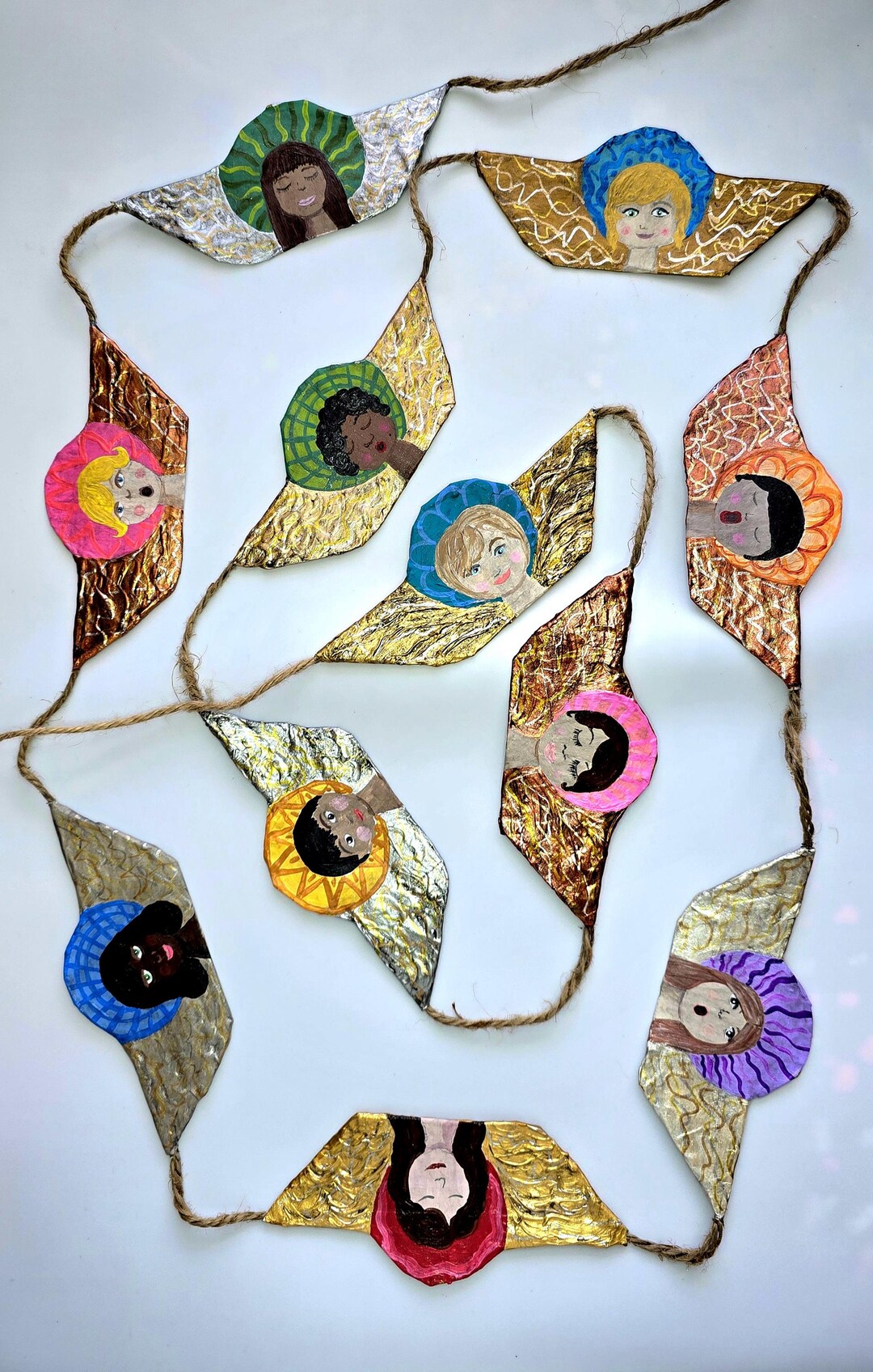 Mod Angel Garland, MCM Paper Mache Angel Garland, Christmas Angel ...