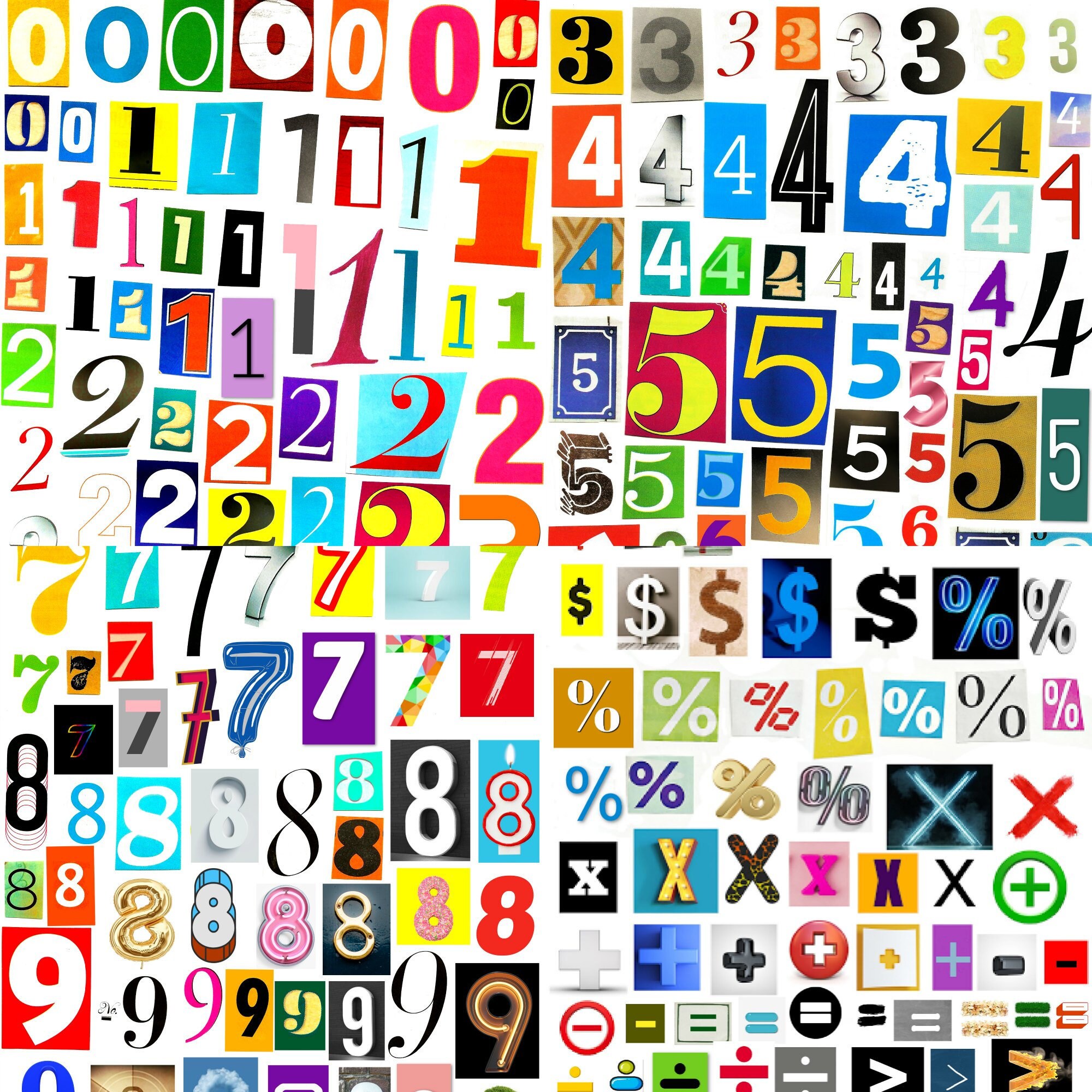 Multi Color Printable Digital Numbers 0-10 Symbols Magazine - Etsy