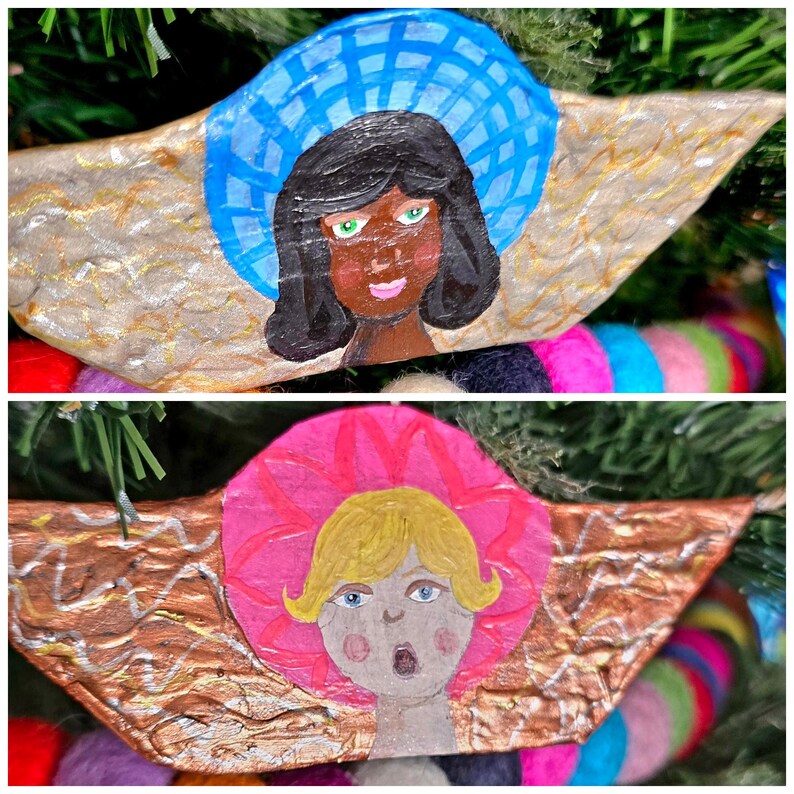 Mod Angel Garland, MCM Paper Mache Angel Garland, Christmas Angel ...