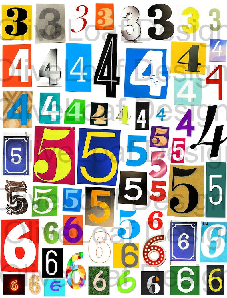Multi Color Printable Digital Numbers, 0-10, Symbols, Magazine Numbers ...