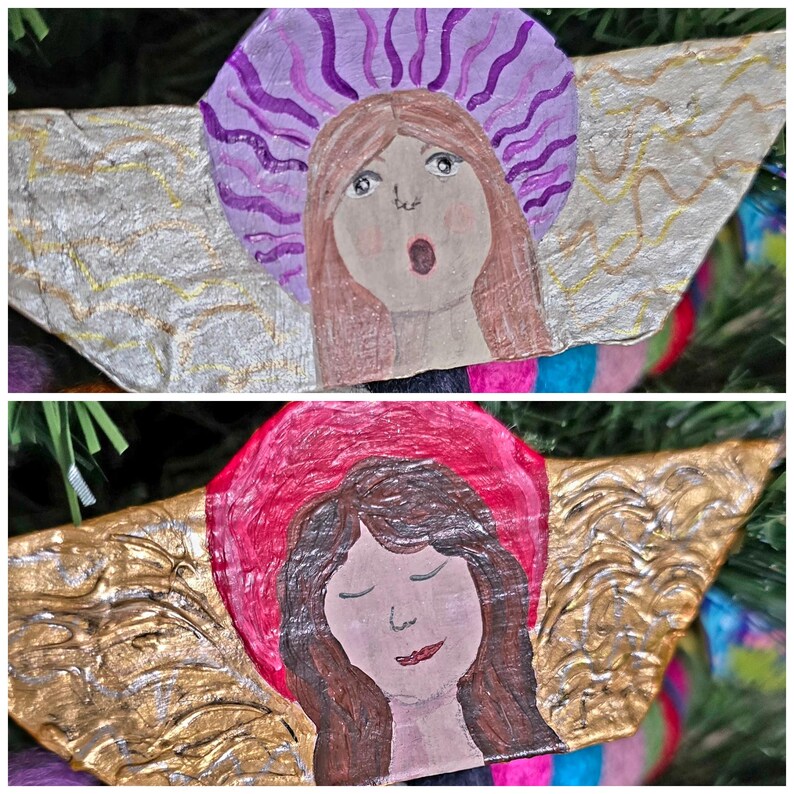 Mod Angel Garland, MCM Paper Mache Angel Garland, Christmas Angel ...