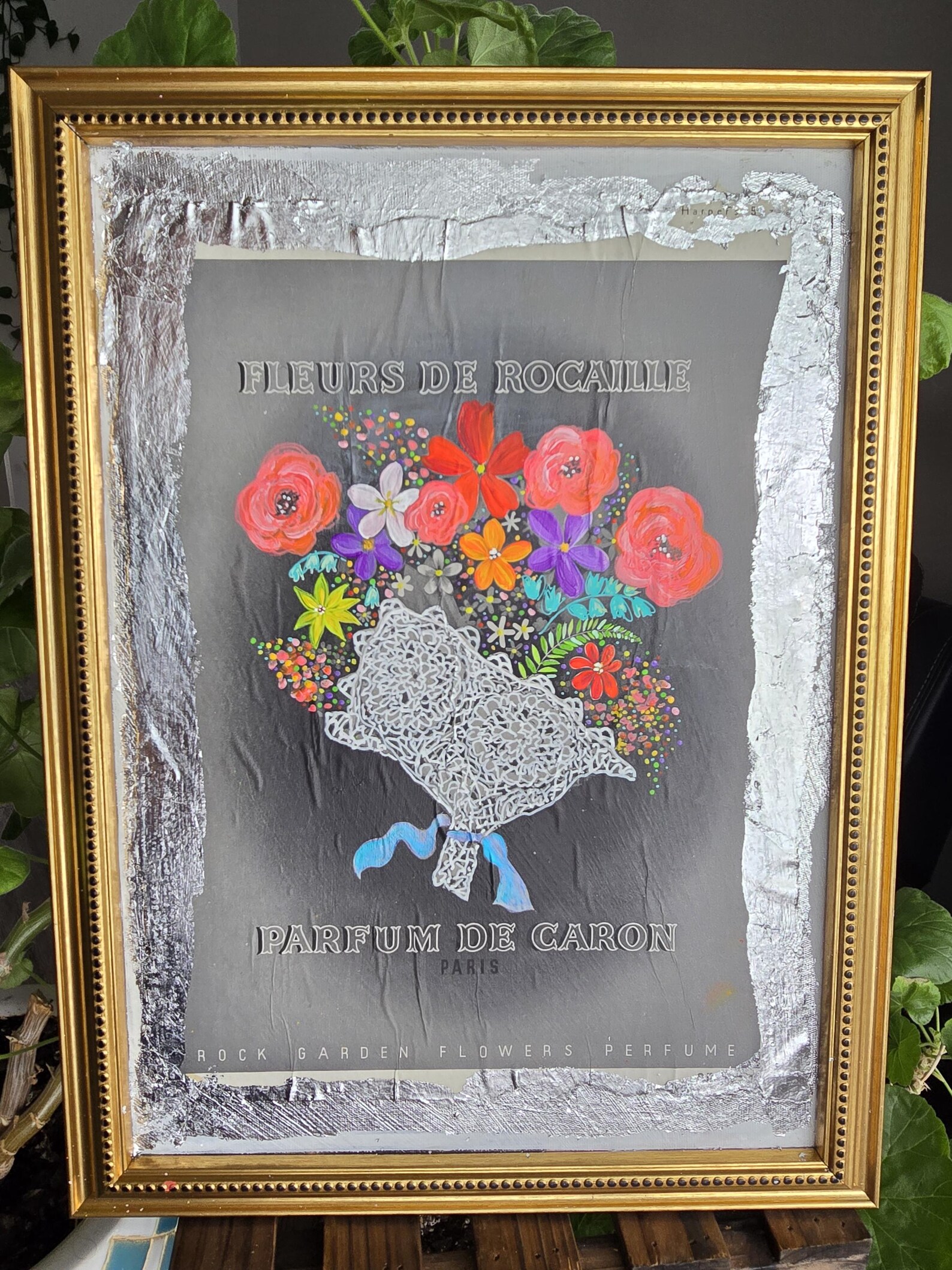 Fleurs De Rocaille Vintage French Flower Perfume Ad Collage Wall Art ...