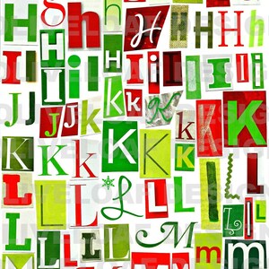 Red & Green Christmas Printable Digital Alphabet, A to Z, Magazine ...
