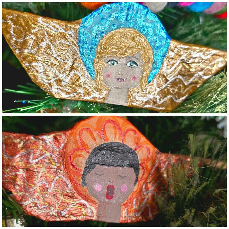 Mod Angel Garland, MCM Paper Mache Angel Garland, Christmas Angel ...