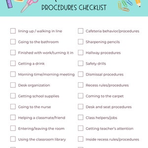 Back to School Procedures Bundle / Teacher Expectations Checklist ...