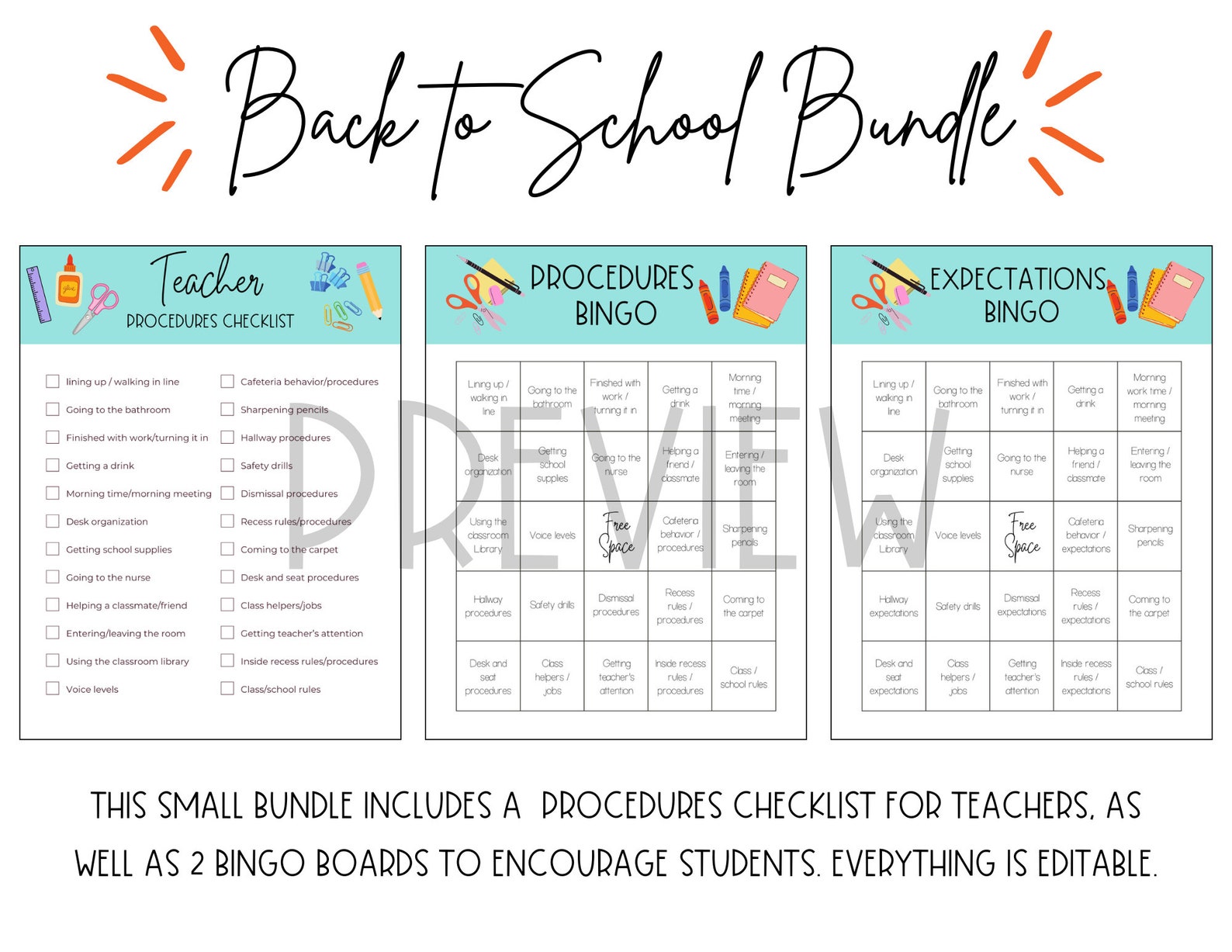 Back to School Procedures Bundle / Teacher Expectations Checklist ...