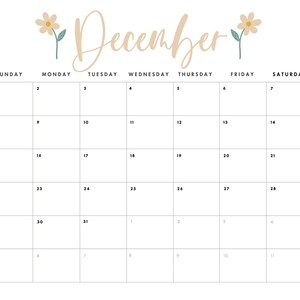 Daisy Theme July 2024-june 2025 Calendar / Floral Monthly Printable ...