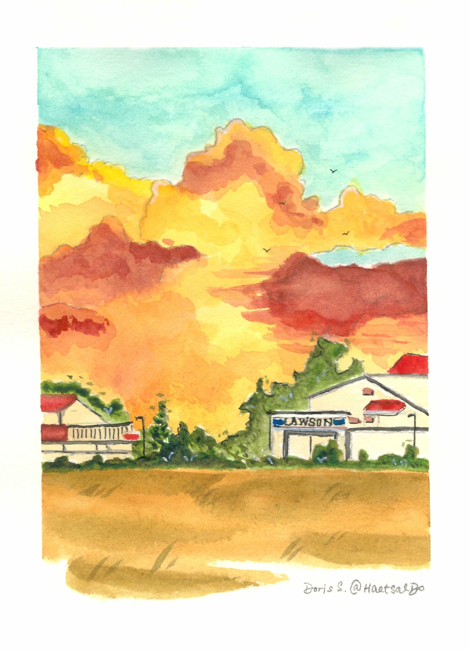 Hand-painted Watercolor Landscape Art Print | Original Small Artwork - Etsy