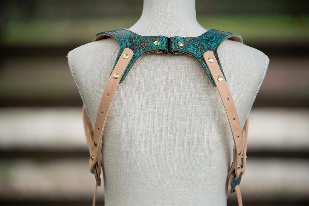 Teal Embossed Leather Camera Holster - Etsy