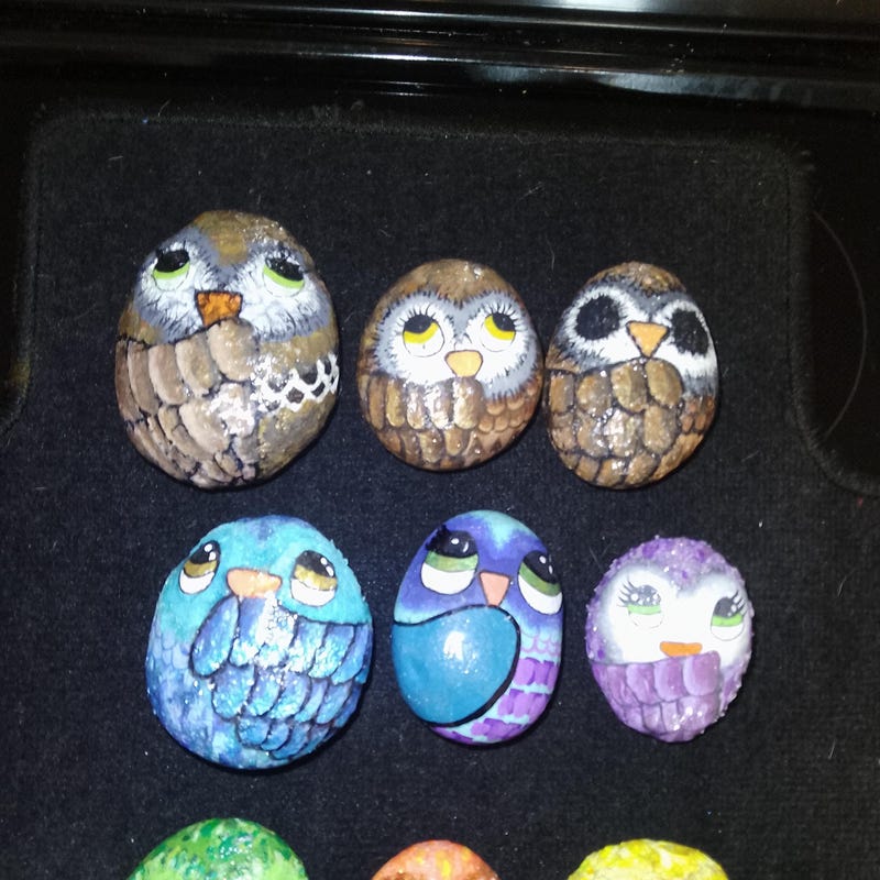 Painted Owl Rocks - Etsy