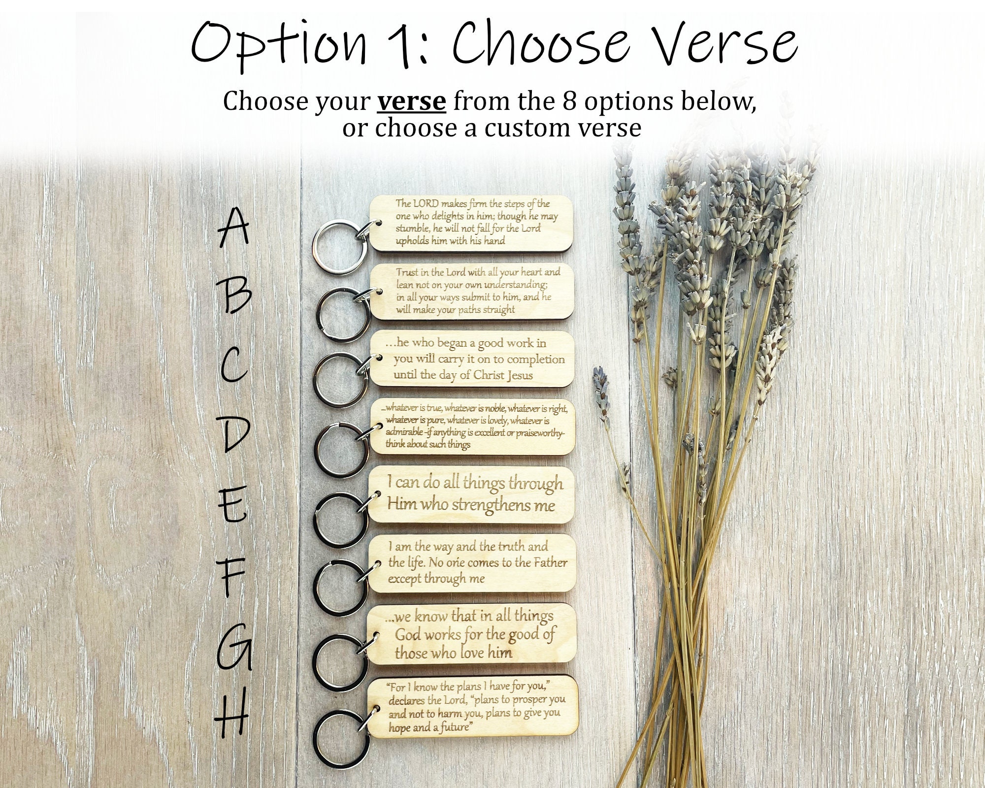 Encouraging Bible Verse Key Rings - Bible Verse Keyfob Gift - Maple ...