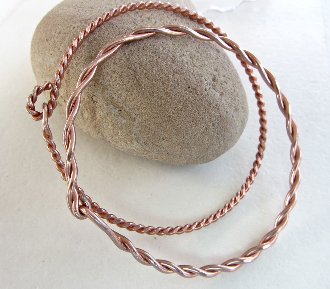 Copper Twisted Bangle 2 Bracelets Handmade Wear Them - Etsy