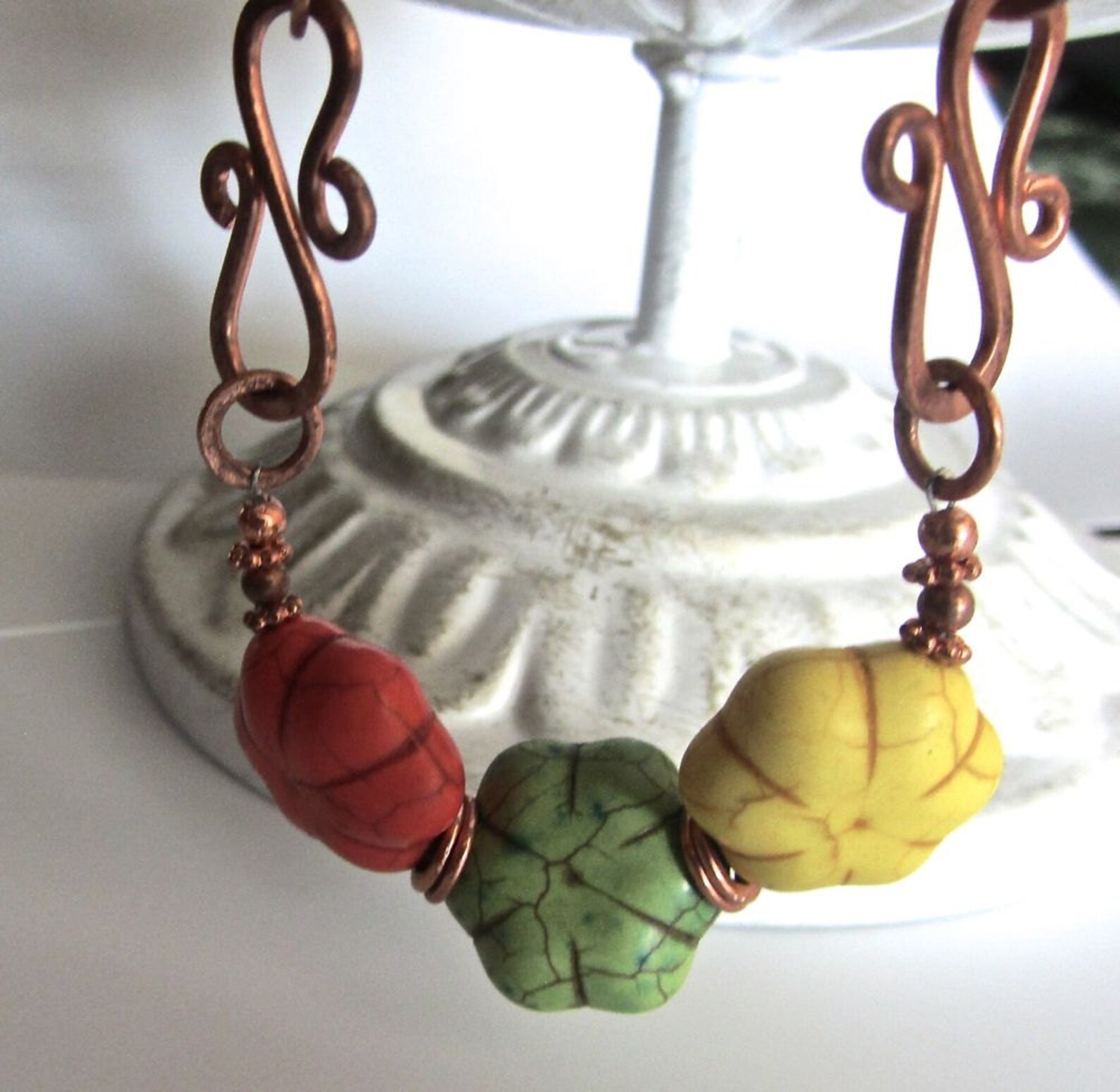 Lemon Lime Orange Magnesite Gemstone NECKLACE. Yummy Citrus Colors ...