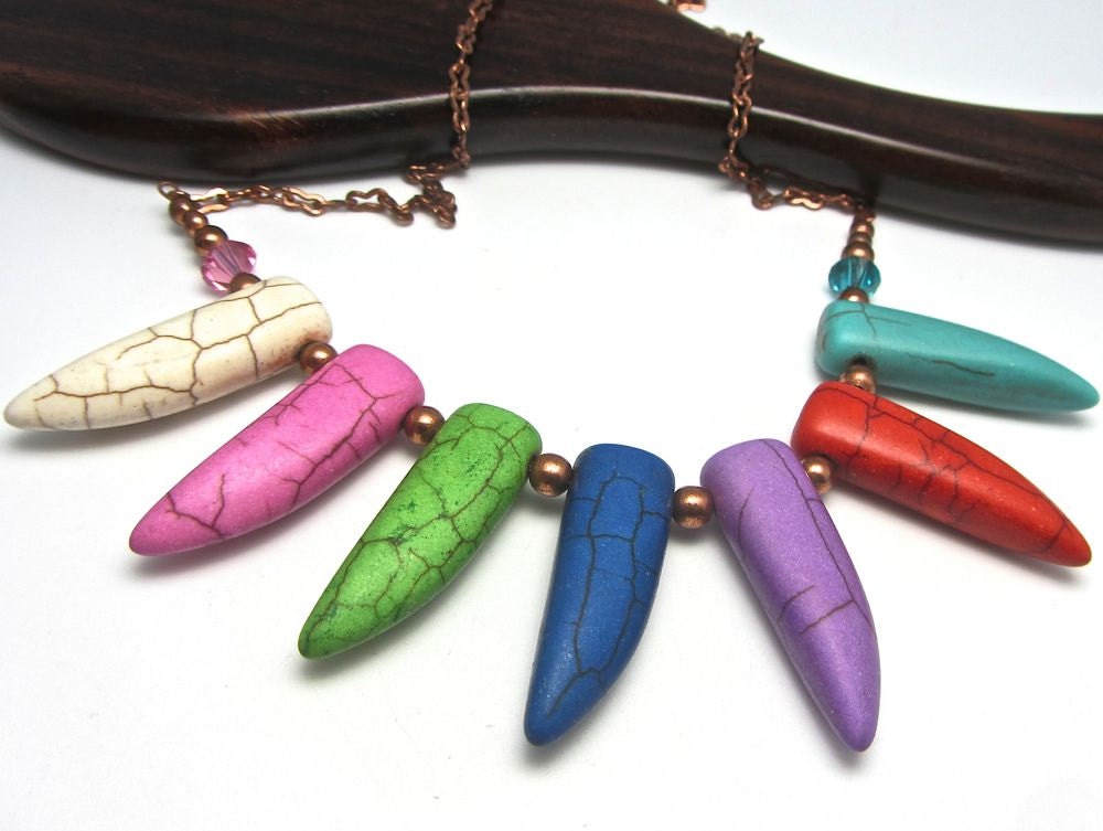 Multi Colors Claw Magnesite Gemstone and Copper Necklace Blue - Etsy