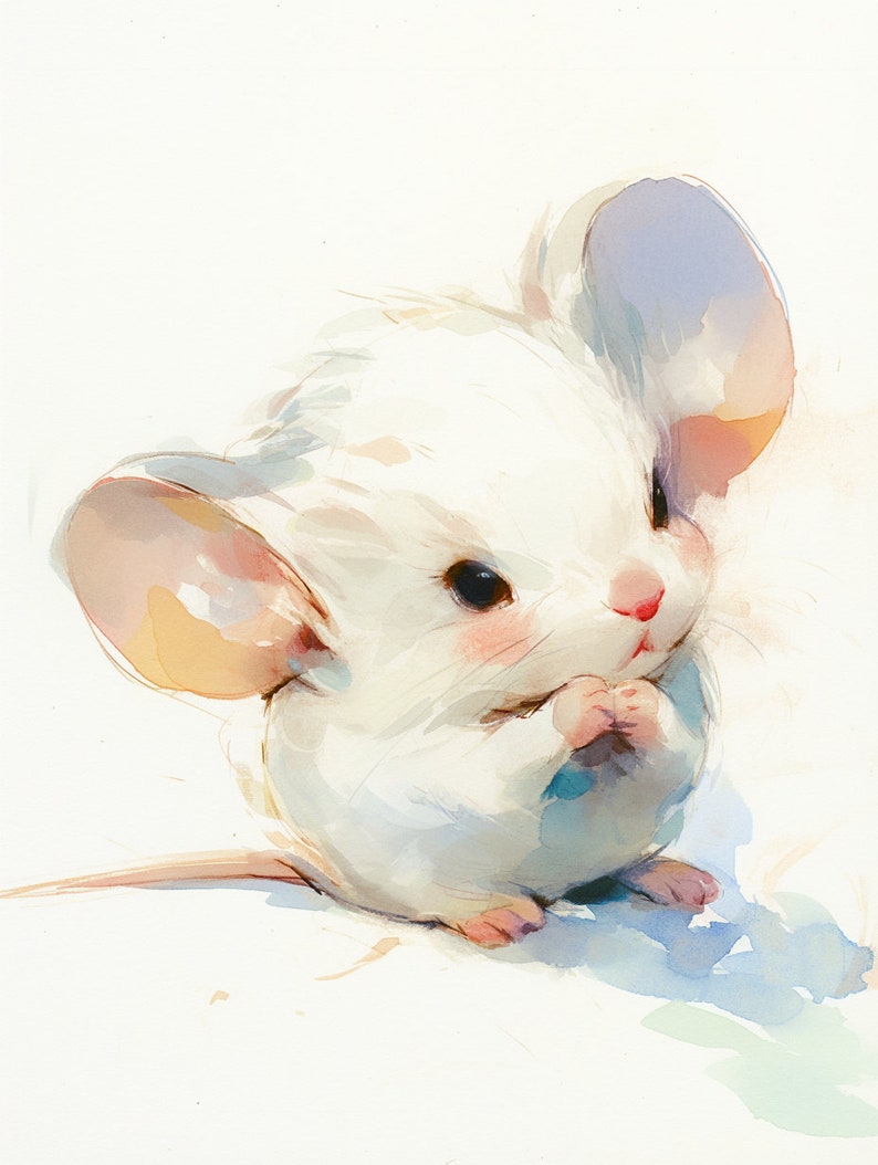 Watercolor Cute Mouse Clipart Set of 10 High-quality Jpgs Digital ...